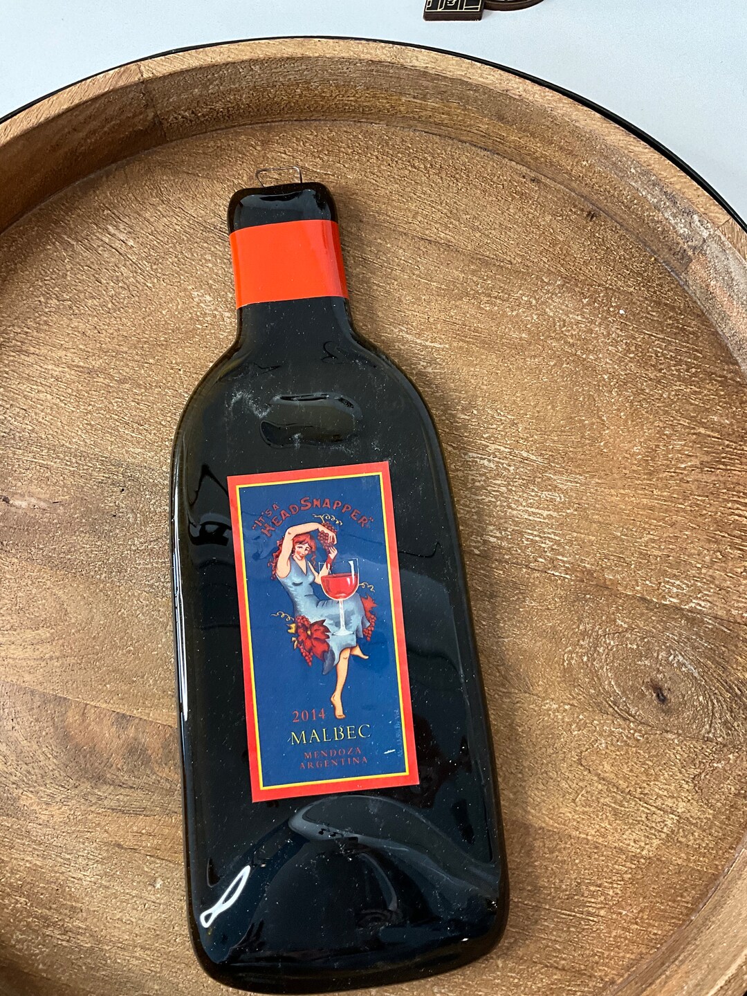 It's A Head Snapper Melted Wine Bottle Cheese Serving Tray One of Kind Gifts / Charcuterie Board ...