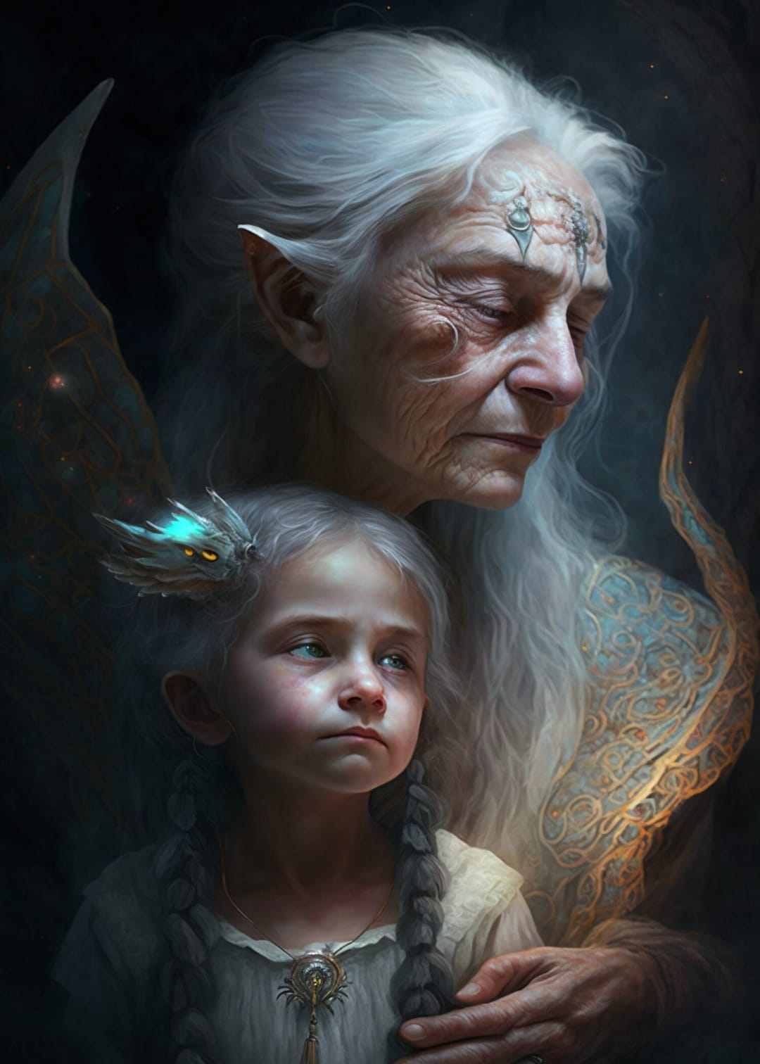 Elf Mother Elf Mother and Child Grandmother Fantasy Art - Etsy