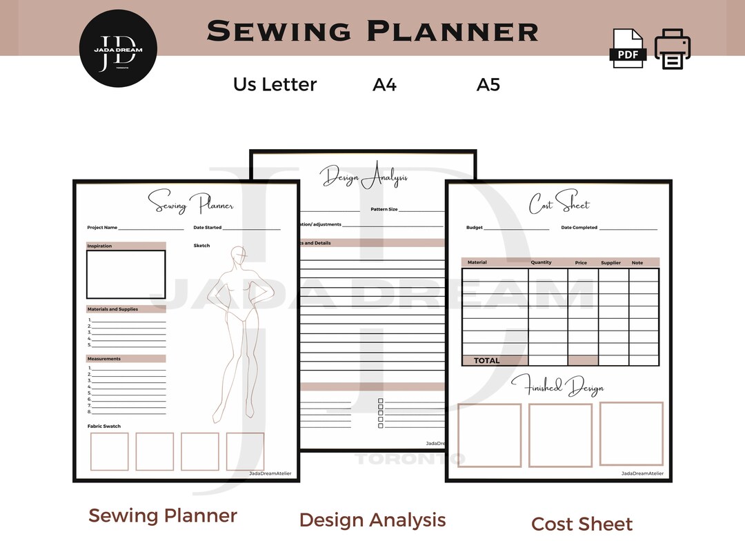 Sewing Planner Printable / Sewing Tracker , Sewing Organizer , Gifts ...