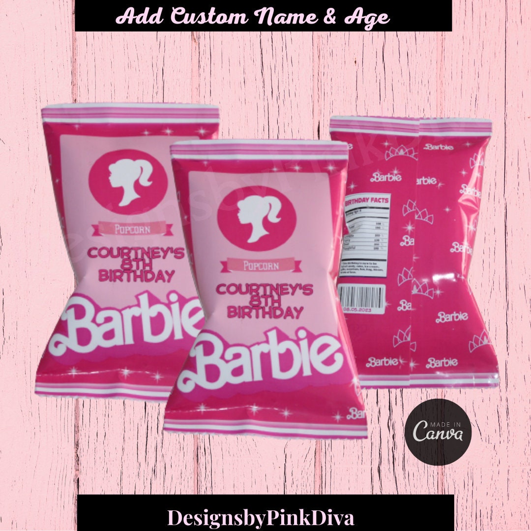 Custom Barbie Inspired Birthday Chip Bag - Etsy