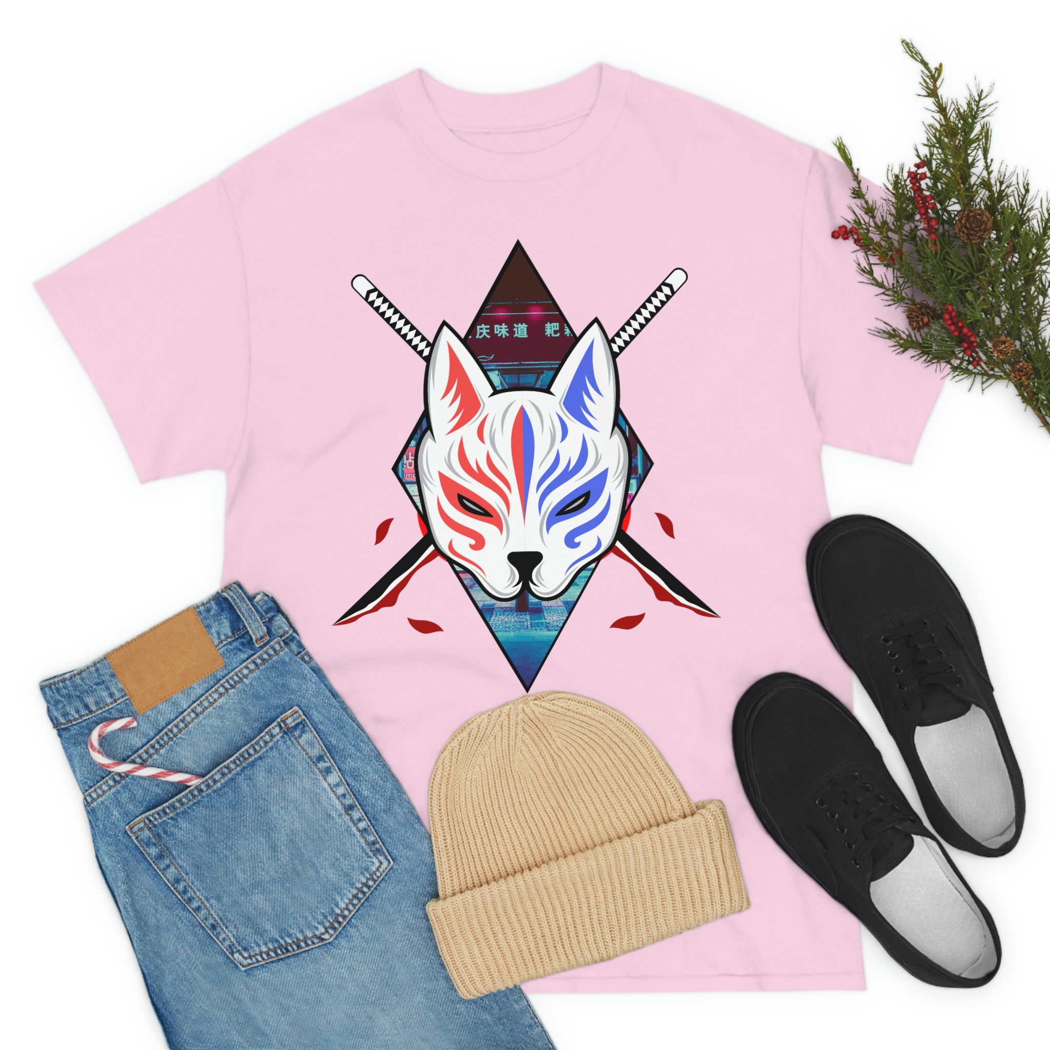 Japanese Kitsune Fox Shirt | Kitsune Shirt | Kitsune Mask | Anime Shirt ...