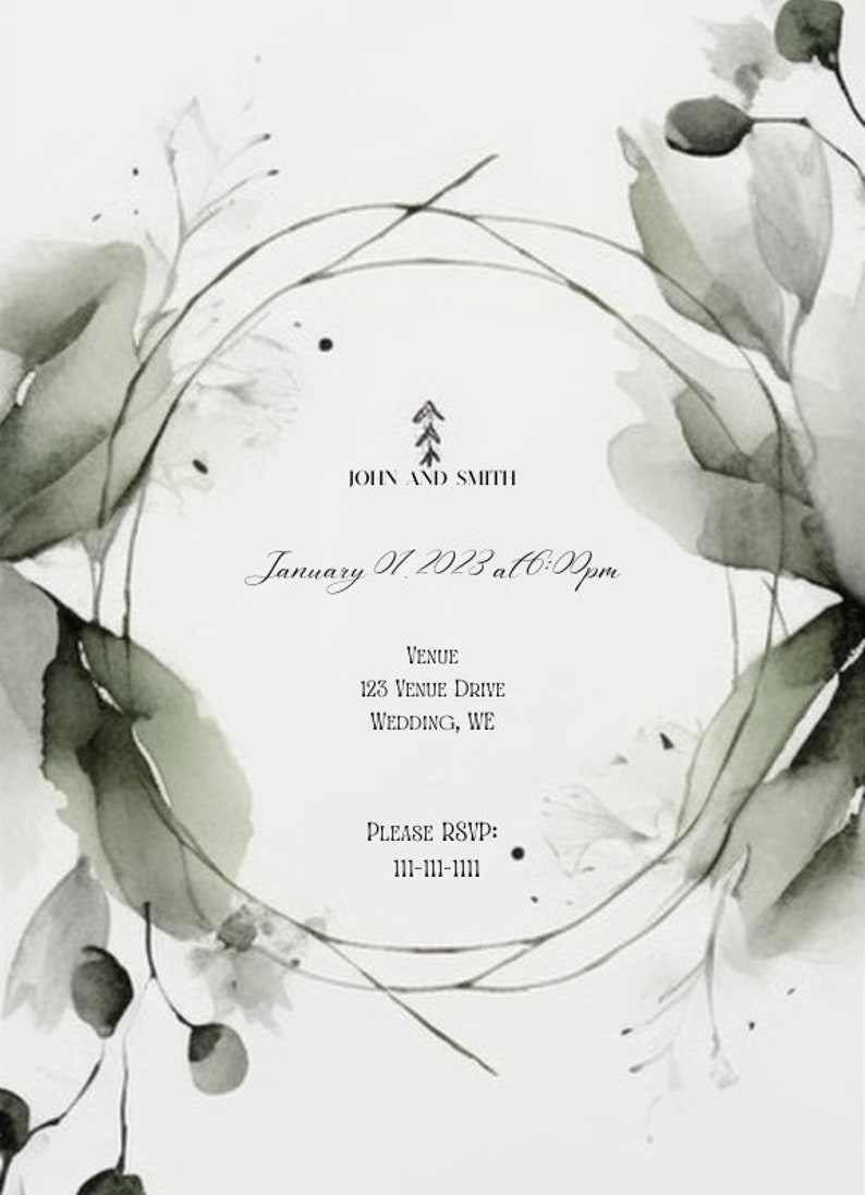 Vine Wedding Invitation Template - Etsy