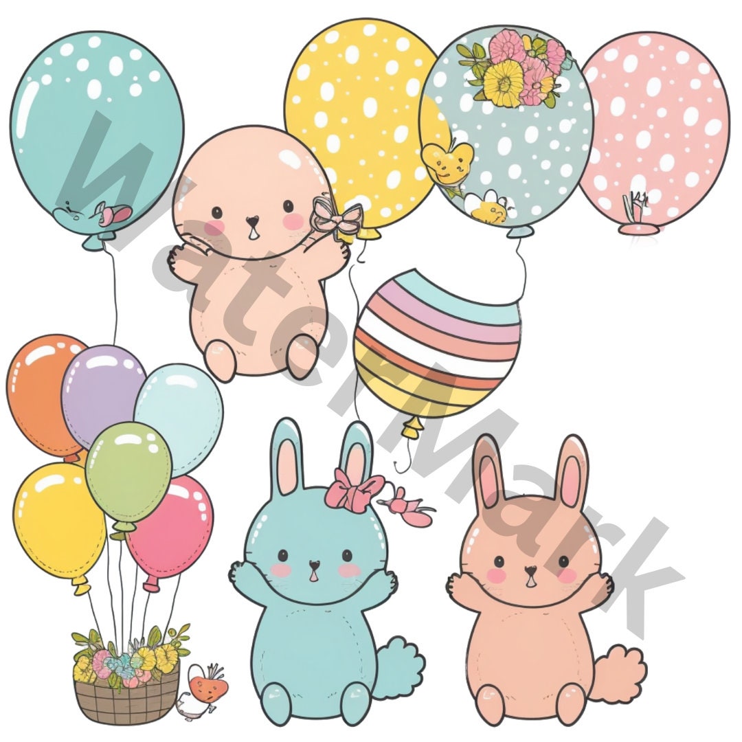 Watercolor Balloons Clipart Pngballoon Pngeaster Eggs Clipartcommercial ...