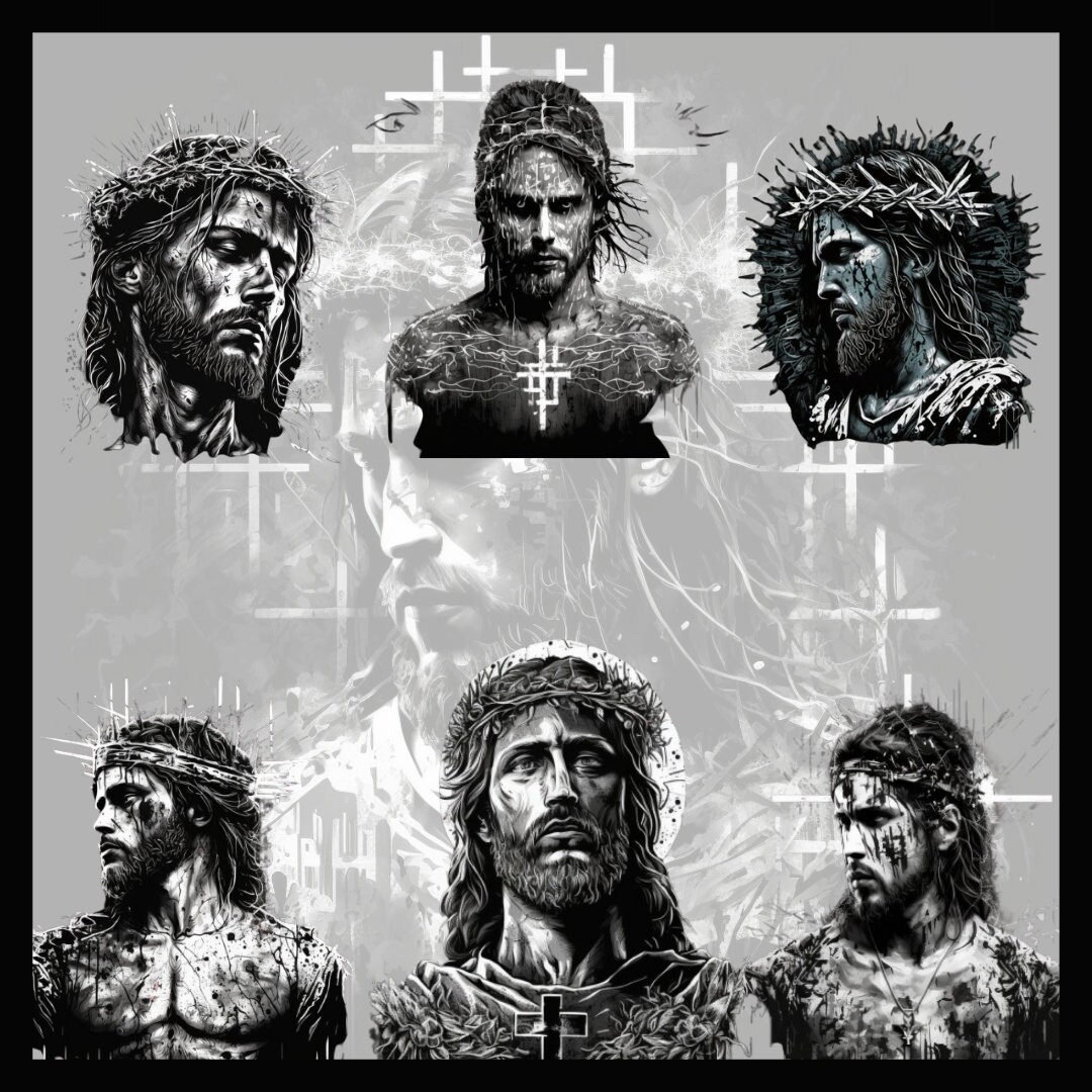 20 Digital Jesus PNG With Crown of Thorns - Christian Design for Shirts ...