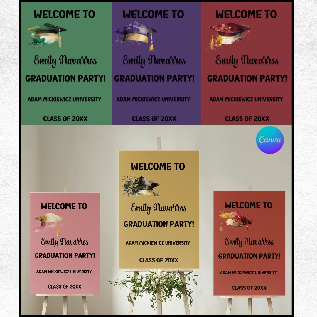 Editable Graduation Welcome Sign/card Pack,editable Templates,senior ...