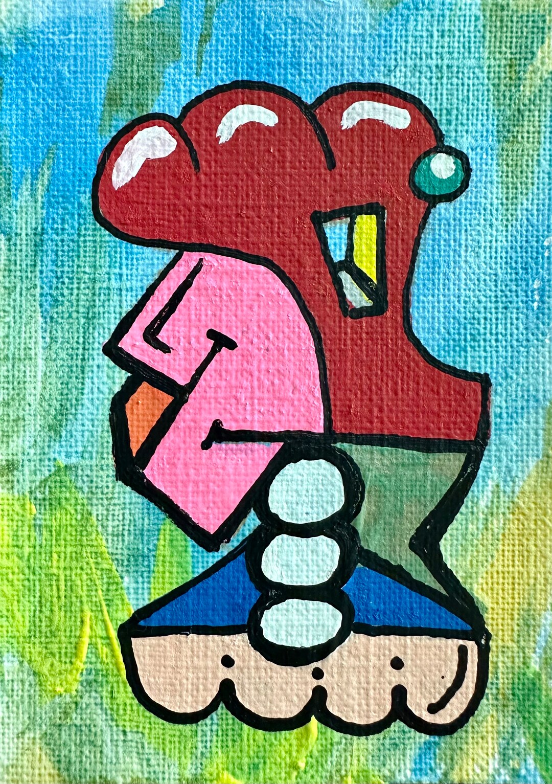 Original Abstract Cubist Pop Art Modern Graffiti Painting ACEO ATC ...