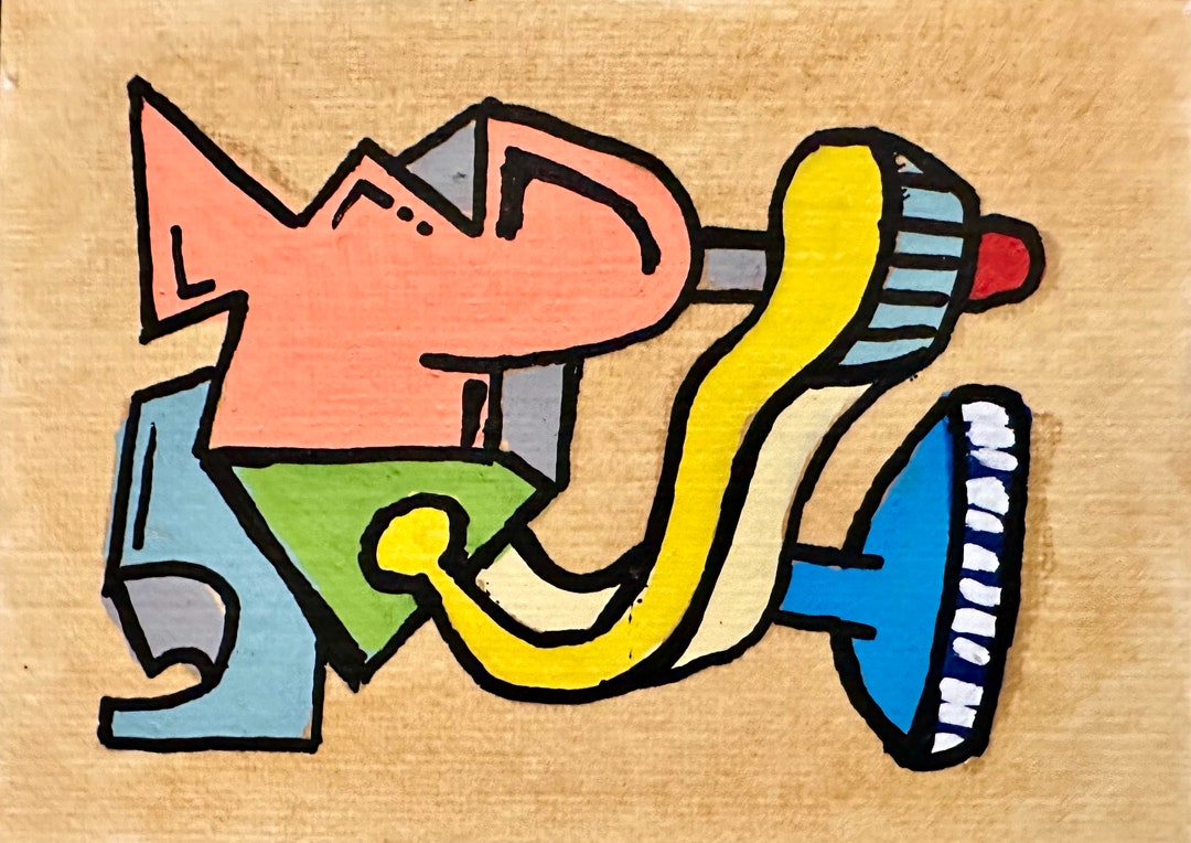 Original Abstract Cubist Pop Art Modern Graffiti Painting ACEO ATC ...