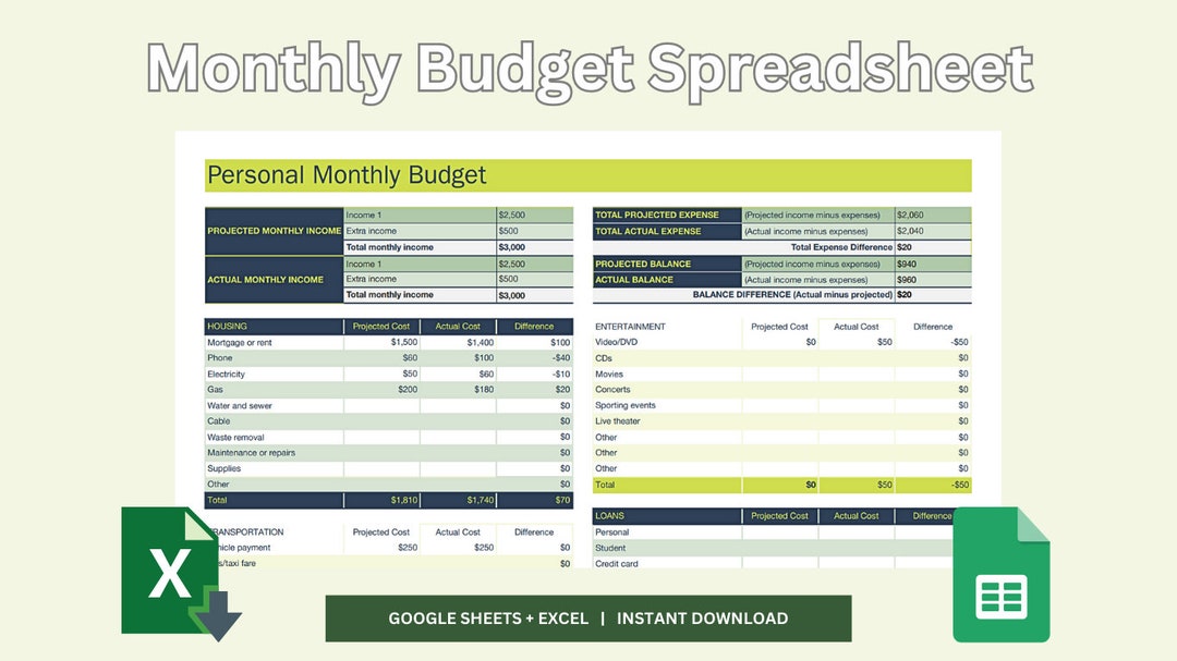2024 Monthly Budget Planner Excel & Google Sheets | Budget Template ...