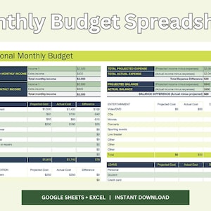 2024 Monthly Budget Planner Excel & Google Sheets | Budget Template ...