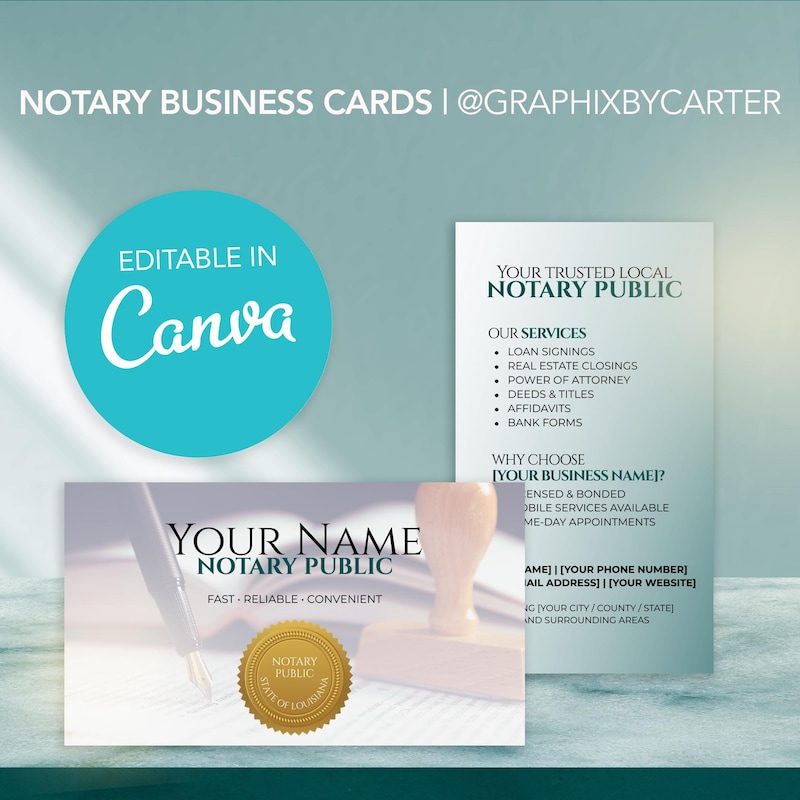 Notary Business Card - Etsy