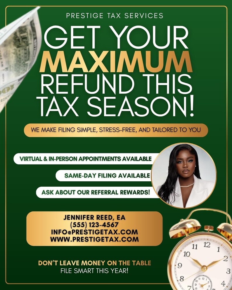 Editable Tax Preparation Flyer Canva Template - Etsy