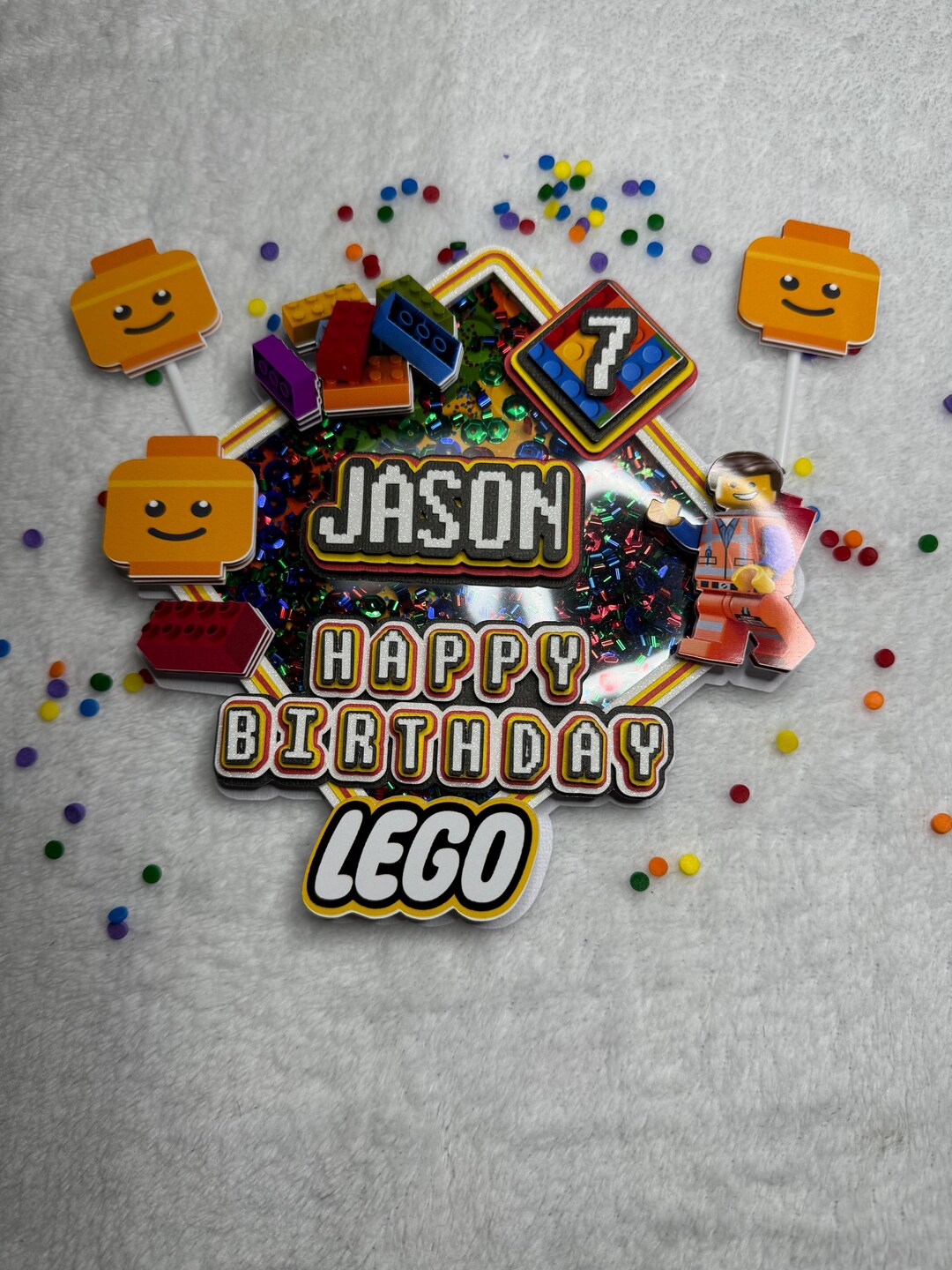 Block Cake Topper With Shaker - Etsy