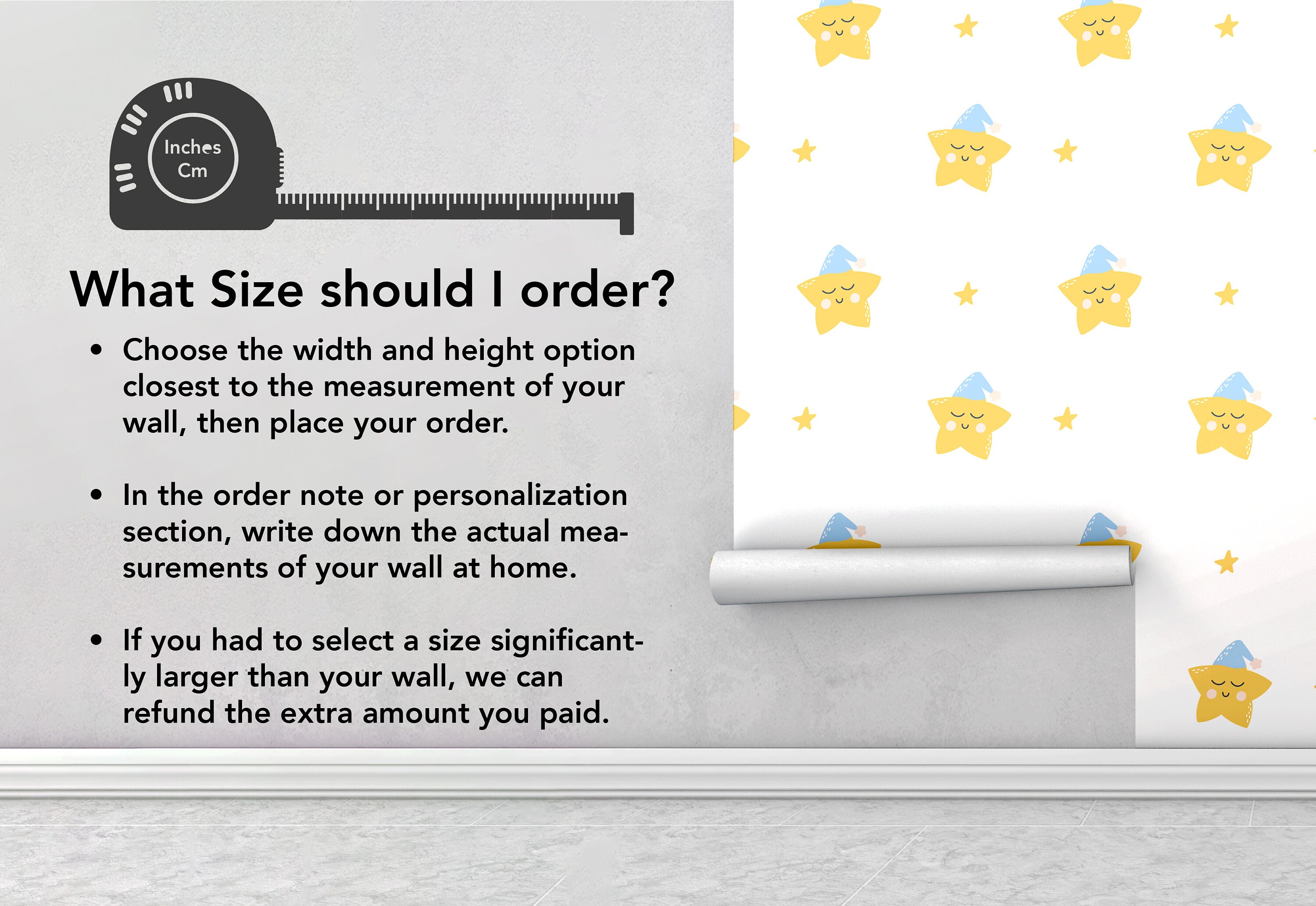 Kids Bedroom Sleepy Night Sky Wallpaper Cute Bedtime Stars Pattern ...