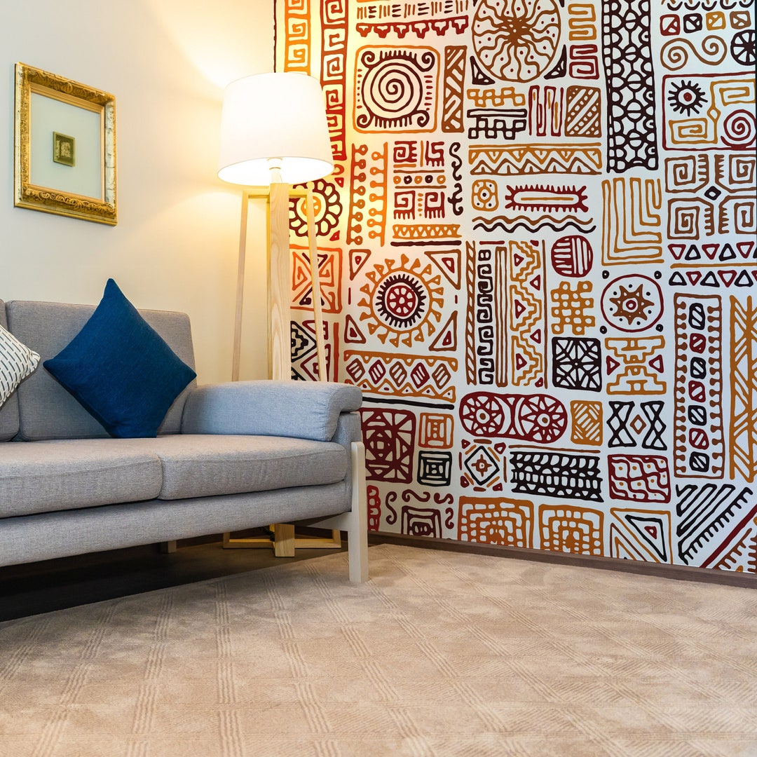 African Heritage Vector Seamless Pattern Wallpaper: Authentic Cultural ...