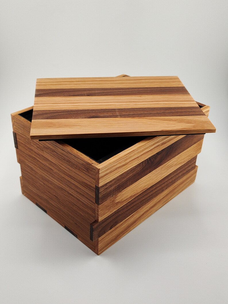 Oak and Walnut Sliding Panel Puzzle Box, Secret Opening Wooden Box ...