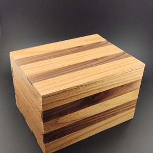 Oak and Walnut Sliding Panel Puzzle Box, Secret Opening Wooden Box ...