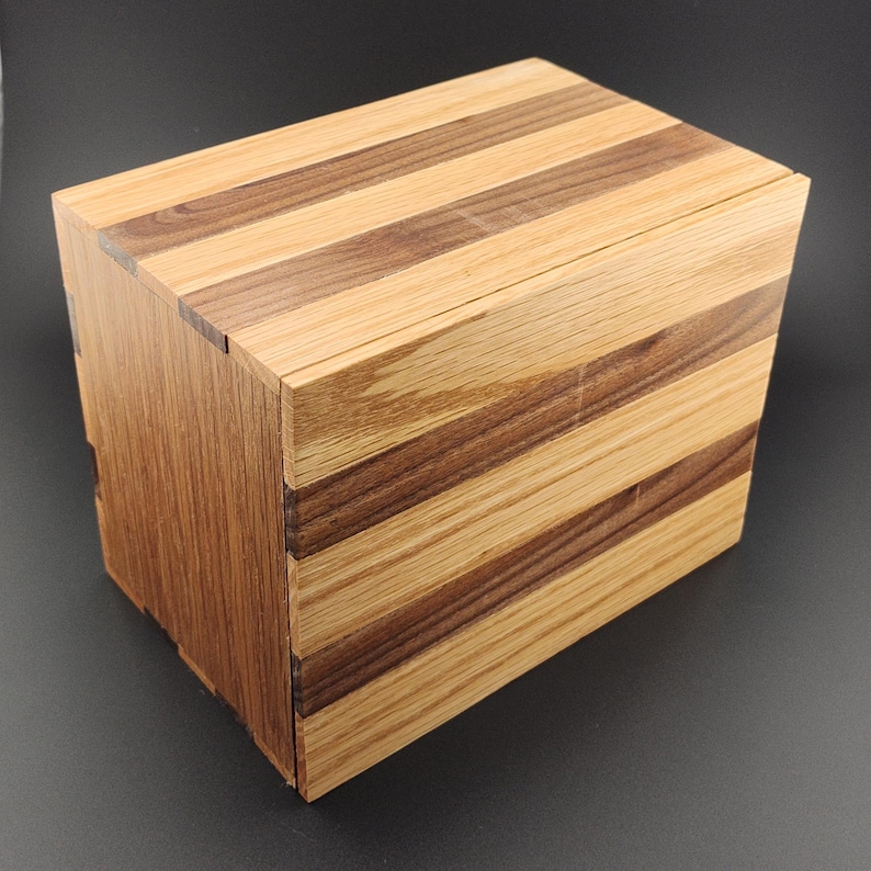 Oak and Walnut Sliding Panel Puzzle Box: Secret Wooden Box - Etsy