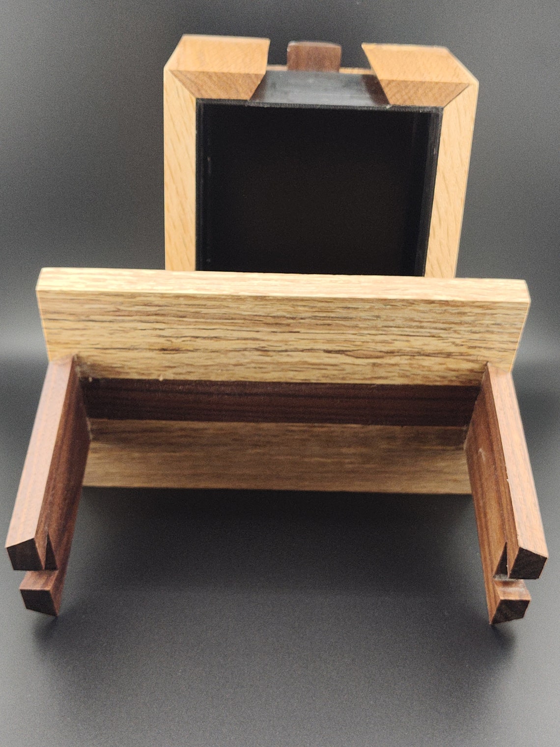Oak Puzzle Box: Secret Compartment, Dual Tone Wood - Etsy