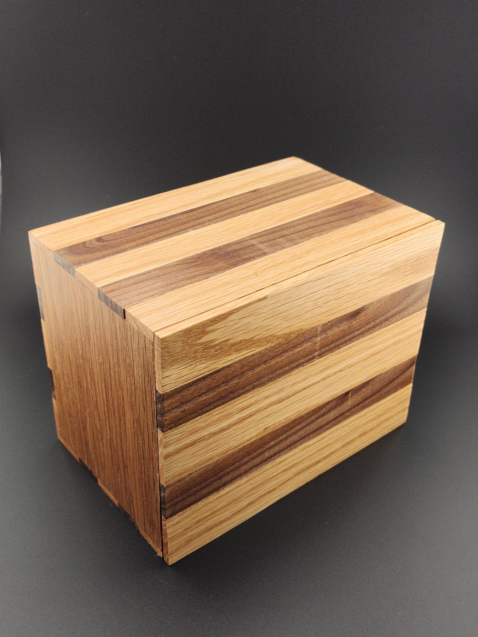Oak and Walnut Sliding Panel Puzzle Box, Secret Opening Wooden Box ...