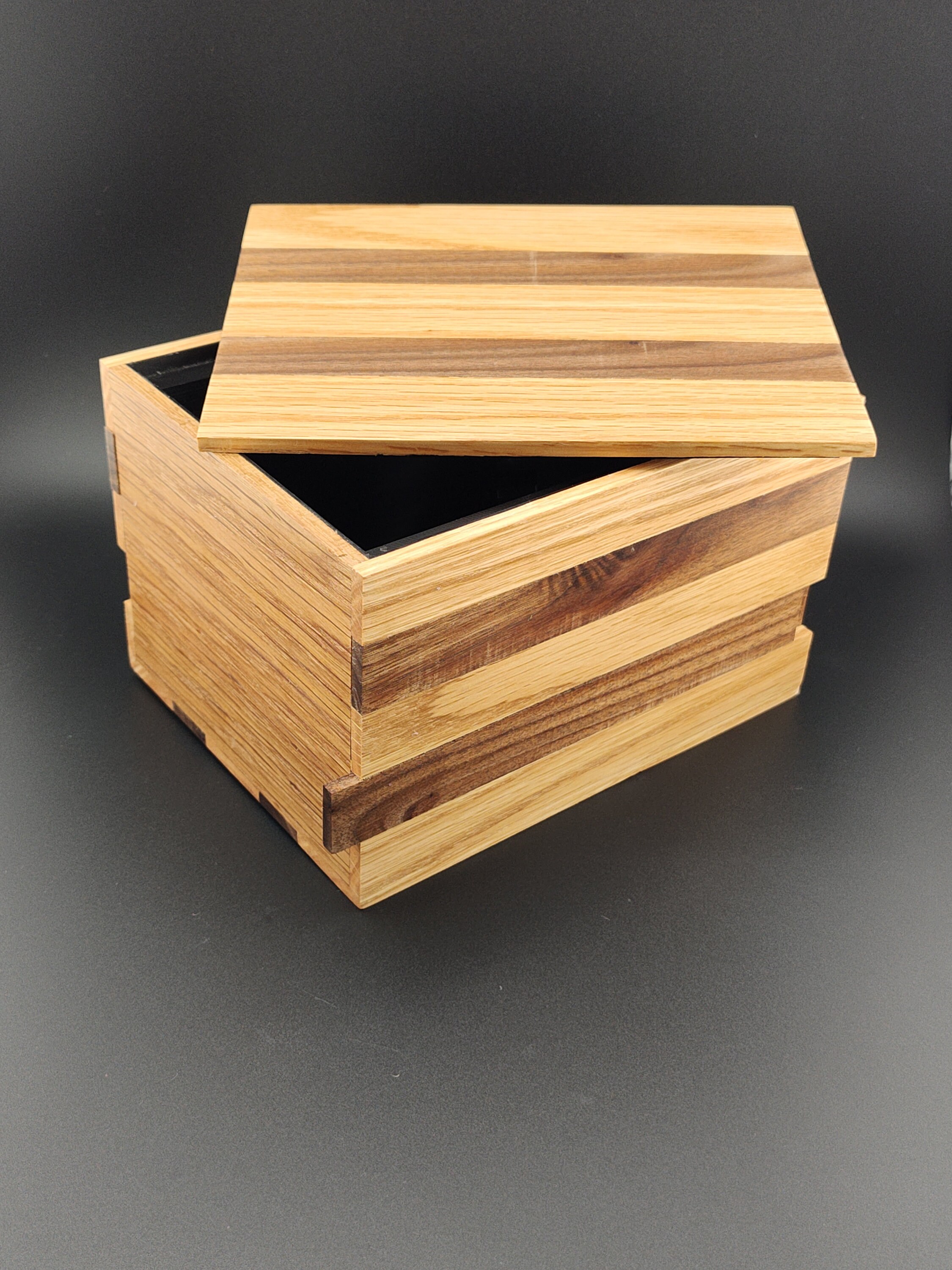 Oak and Walnut Sliding Panel Puzzle Box, Secret Opening Wooden Box ...