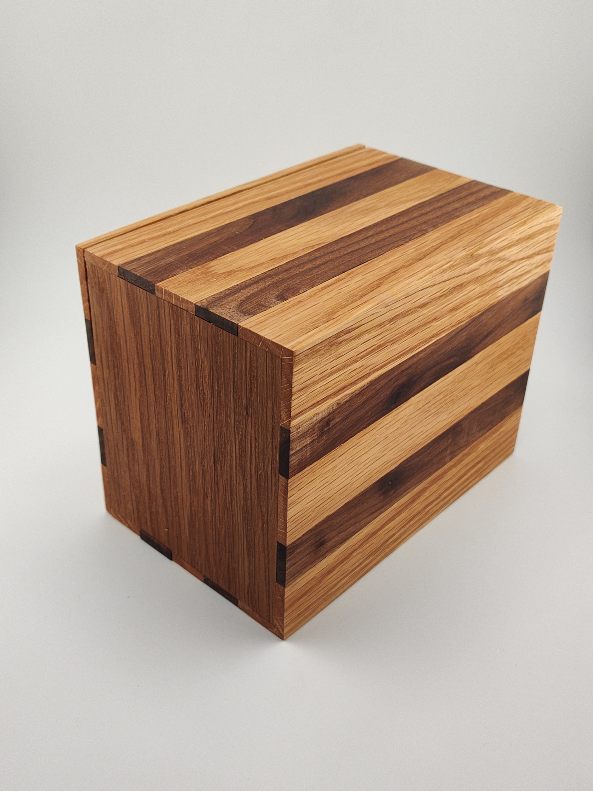 Oak and Walnut Sliding Panel Puzzle Box, Secret Opening Wooden Box ...