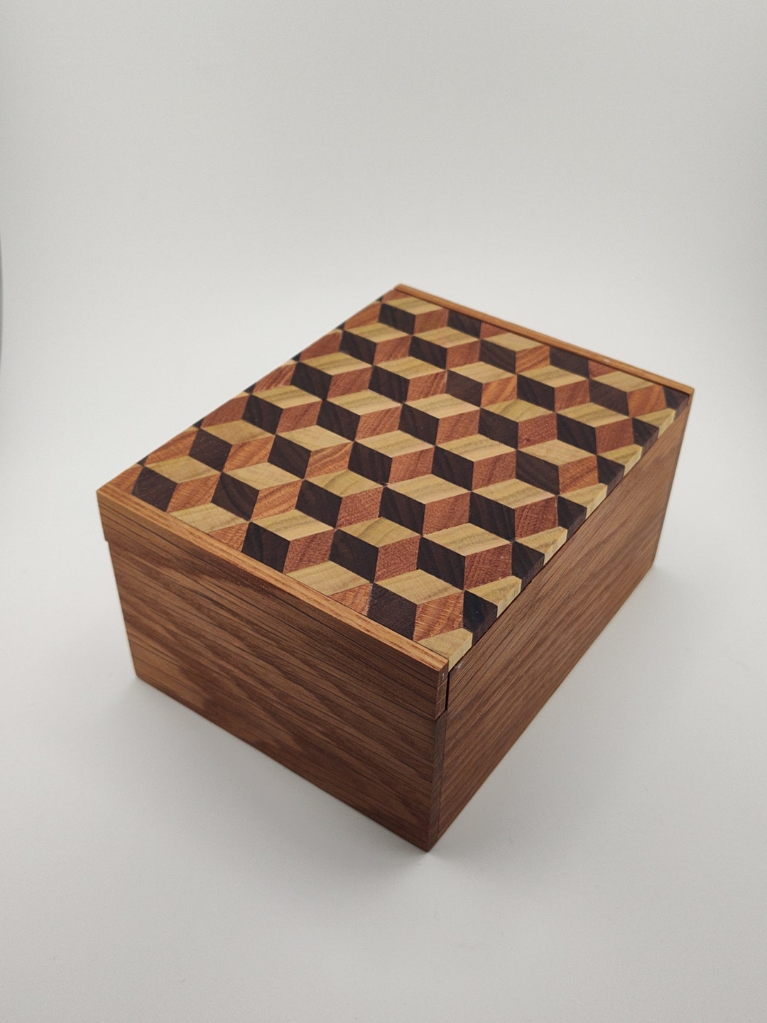 Handcrafted Oak Rotary Puzzle Box: Secret 3D End Grain Lid - Etsy