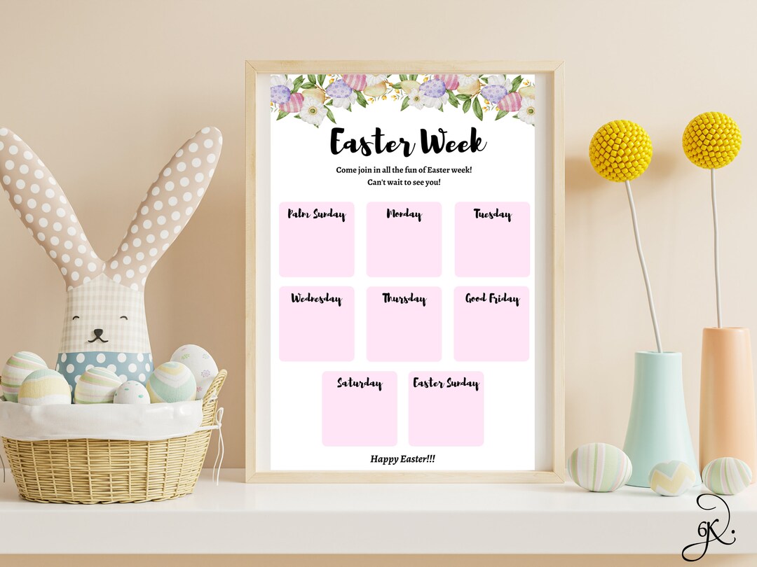 Easter Week Planner, Easter Printable, Holy Week, Resurrection Week ...