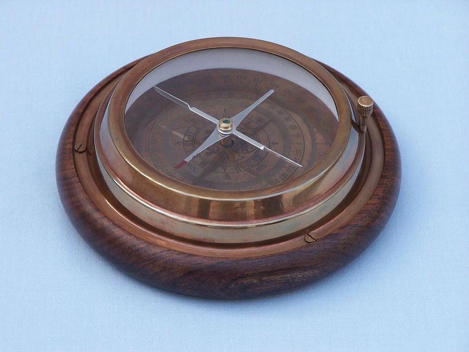 6 Antique Brass Directional Desktop Compass, Vintage Nautical ...