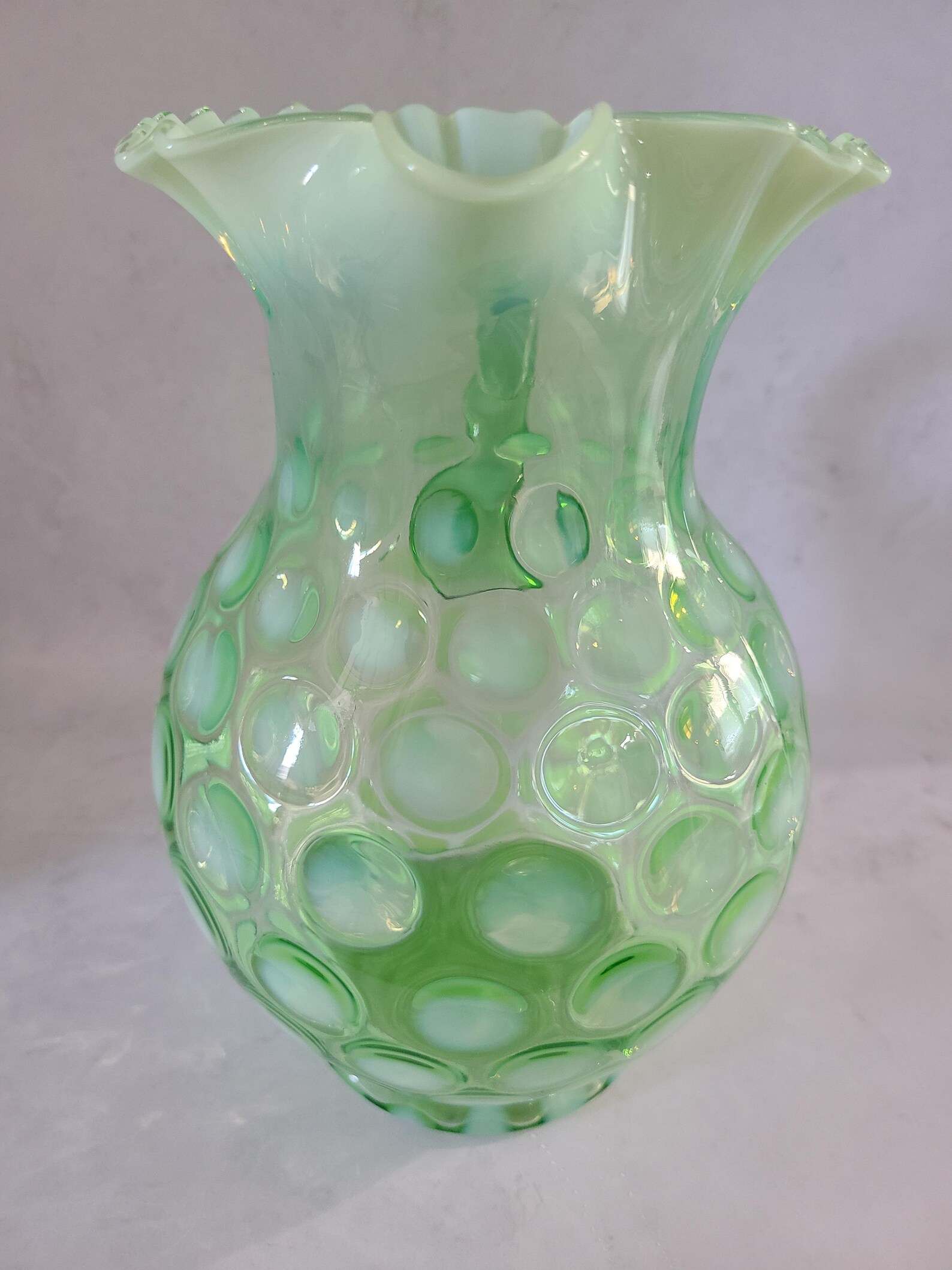 Vintage Fenton Glass Coin Dot Opalescent Pitcher - Etsy