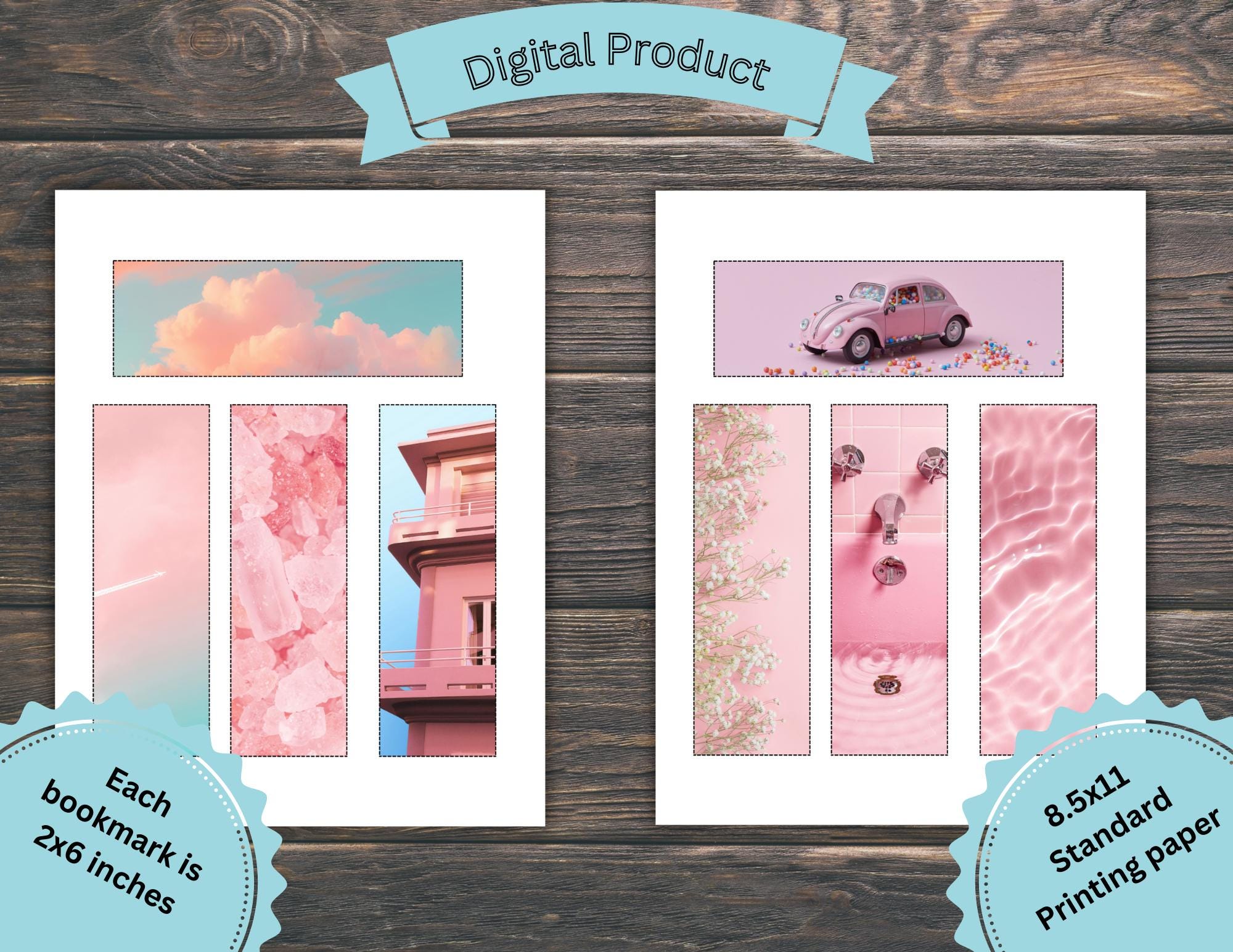 Printable Bookmarks Pink Aesthetic Pastel Pink Bookmarks for Girls Gift ...