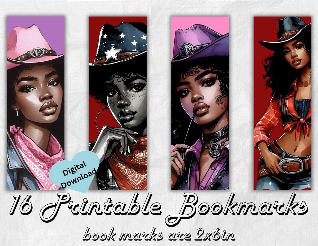 Printable Bookmarks Melanin Cowgirls Watercolor Cowgirl African ...