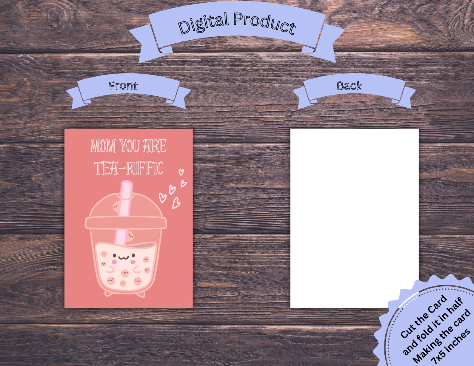 Printable Mothers Day Card Mom You Are Tea-riffic, Cute Birthday Card ...