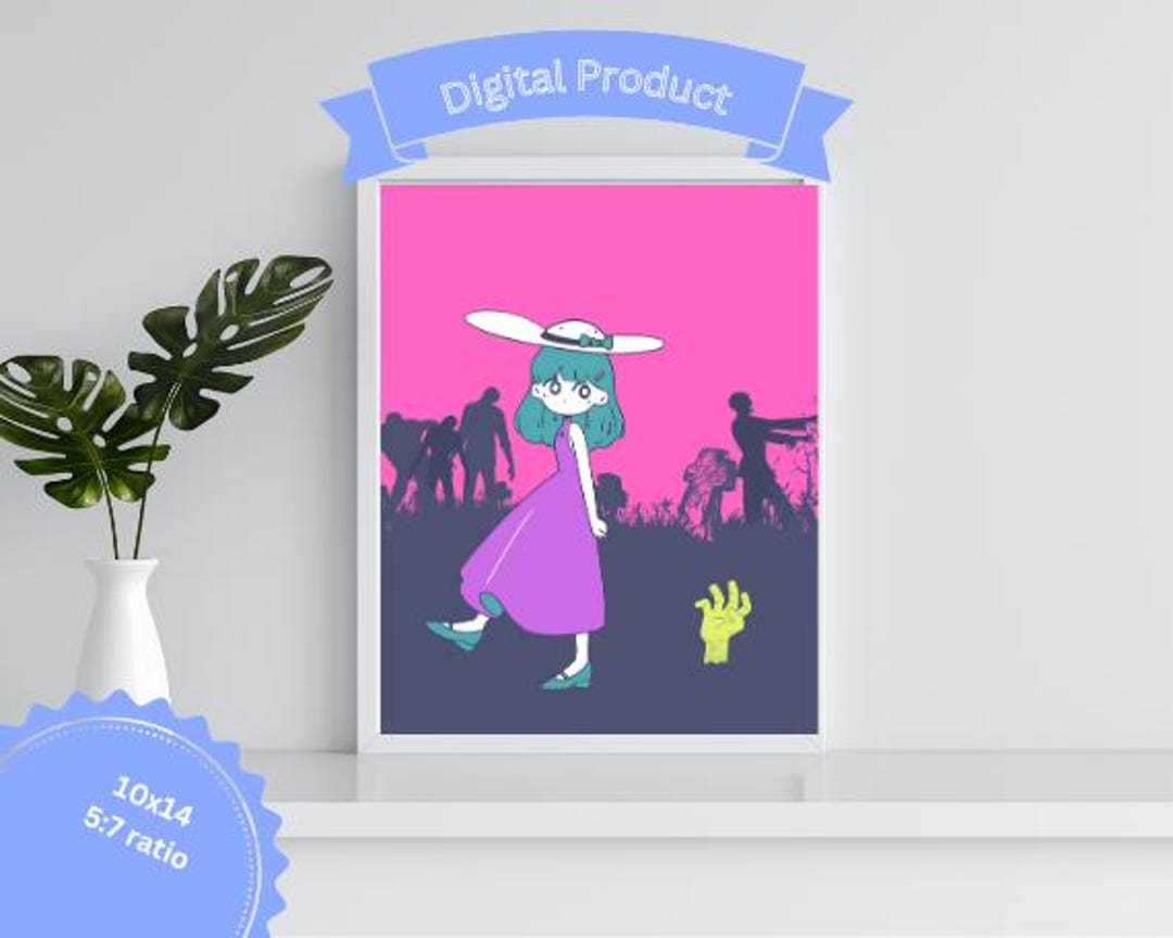 Printable Anime Wall Art Cute Zombie Anime Walkers Cute Anime Halloween ...