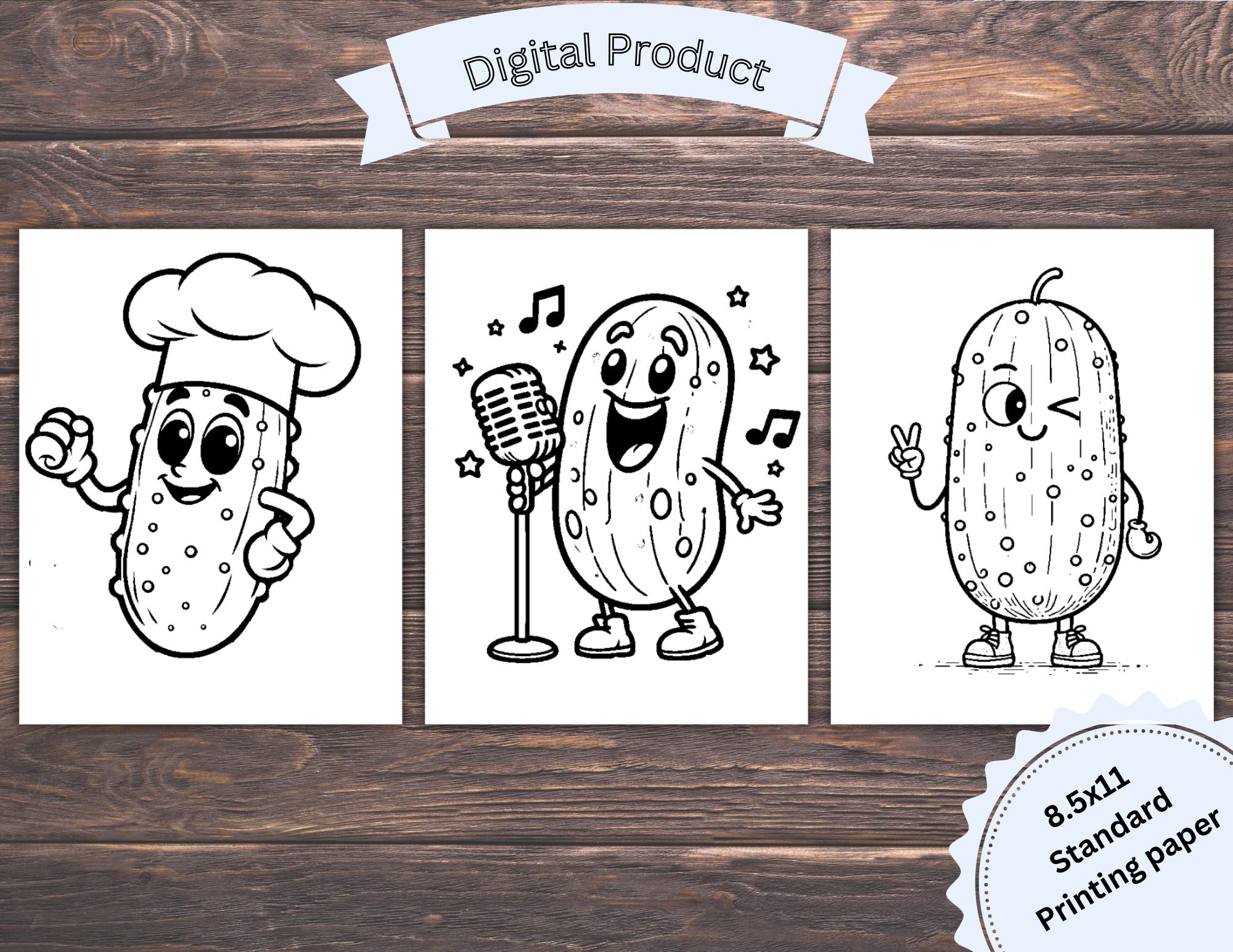 25 Printable Pickle Coloring Pages Cute Cozy Pickle Coloring Book ...