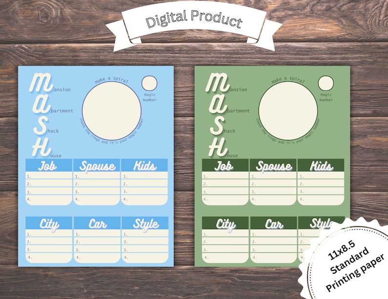 5 Printable MASH Games for Kids, Slumber Party Game, Fortune Telling ...