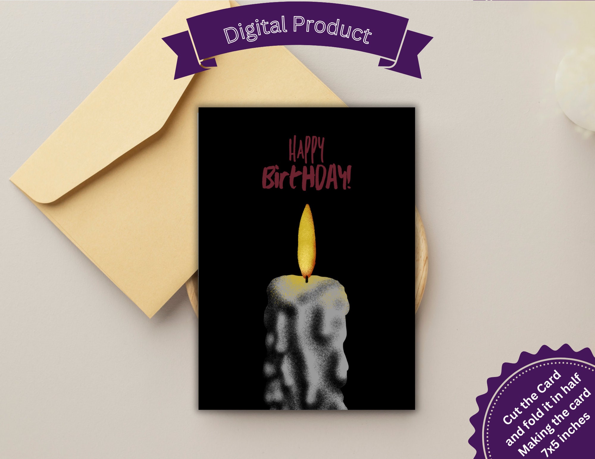 Printable Happy Birthday, Creepy Candle, Goth Card, Gothic Card ...