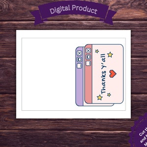 Printable Thanks Y'all Card Thank You Card Retro Computer Open Tab ...