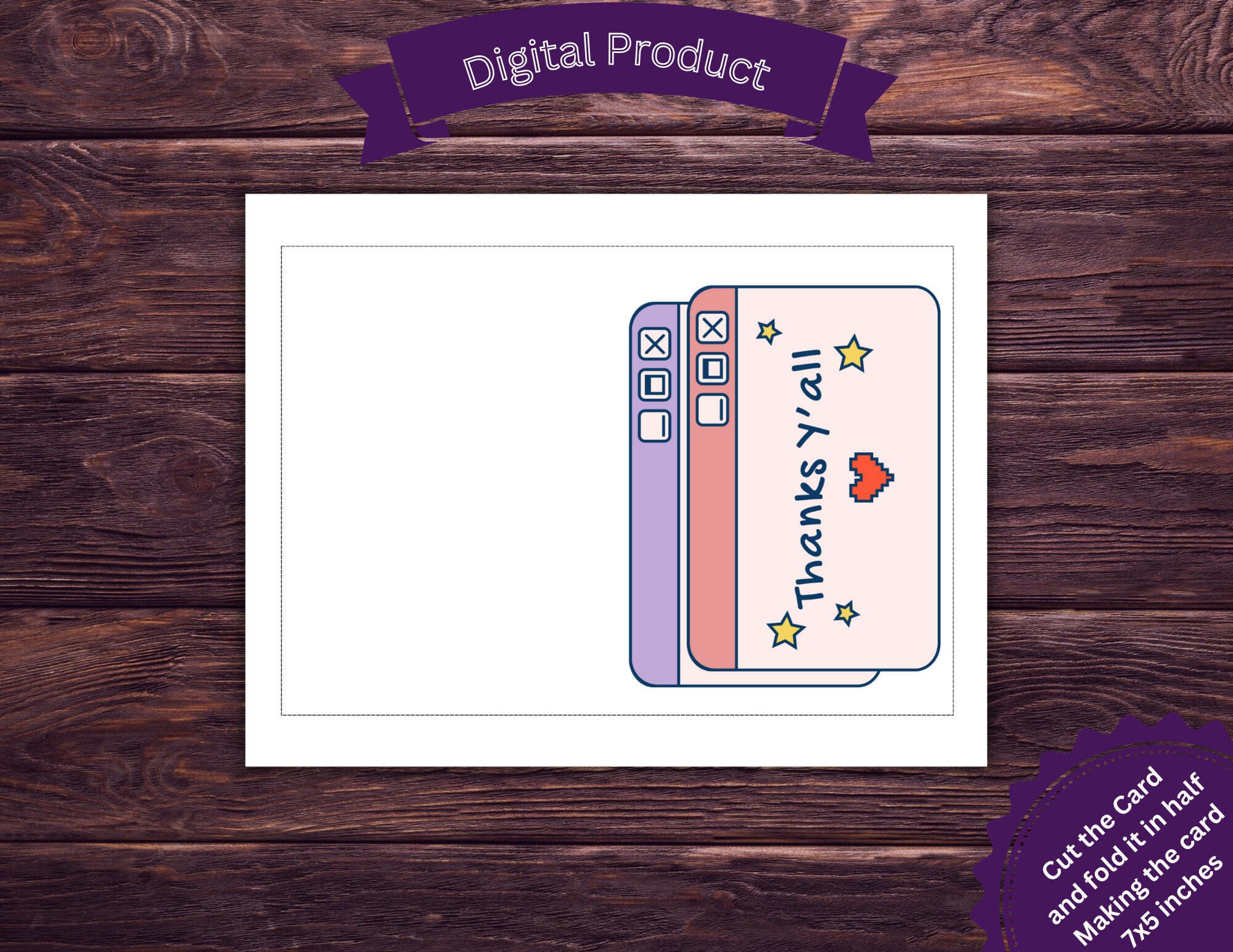 Printable Thanks Y'all Card Thank You Card Retro Computer Open Tab ...