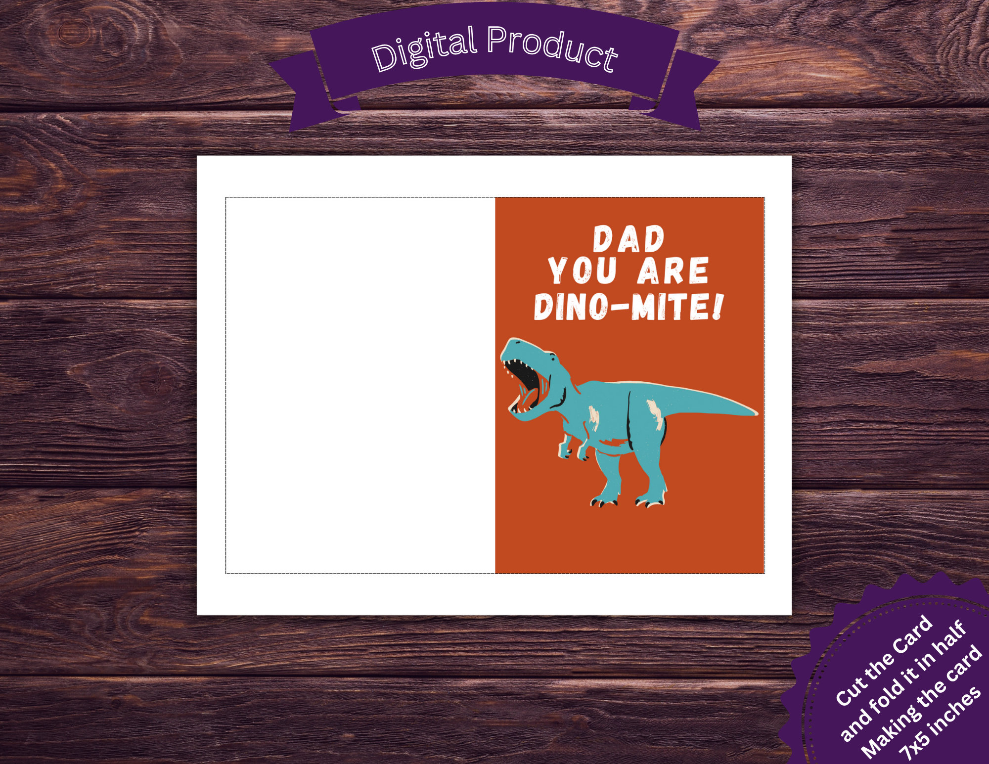 Printable Card, Dad You Are Dino-mite!, Father's Day Card, Birthday ...