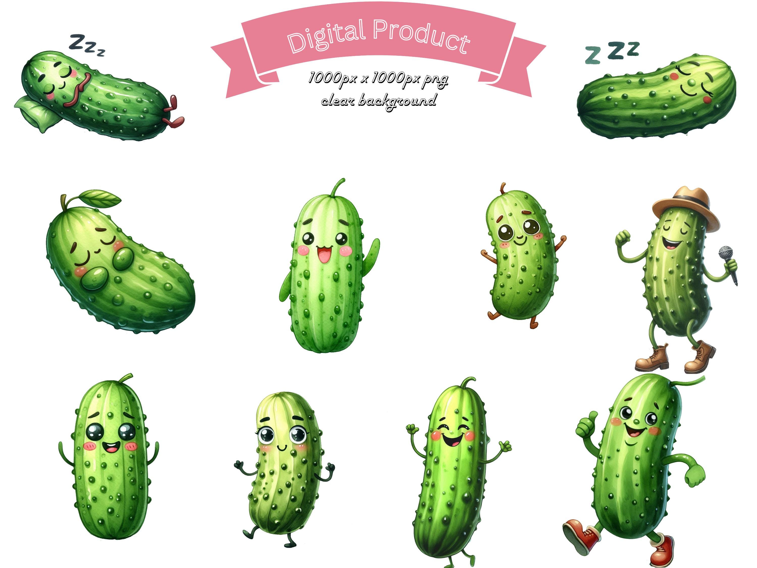 50 Pickle Characters Clipart PNG Watercolor Pickles Clip Art Painting ...