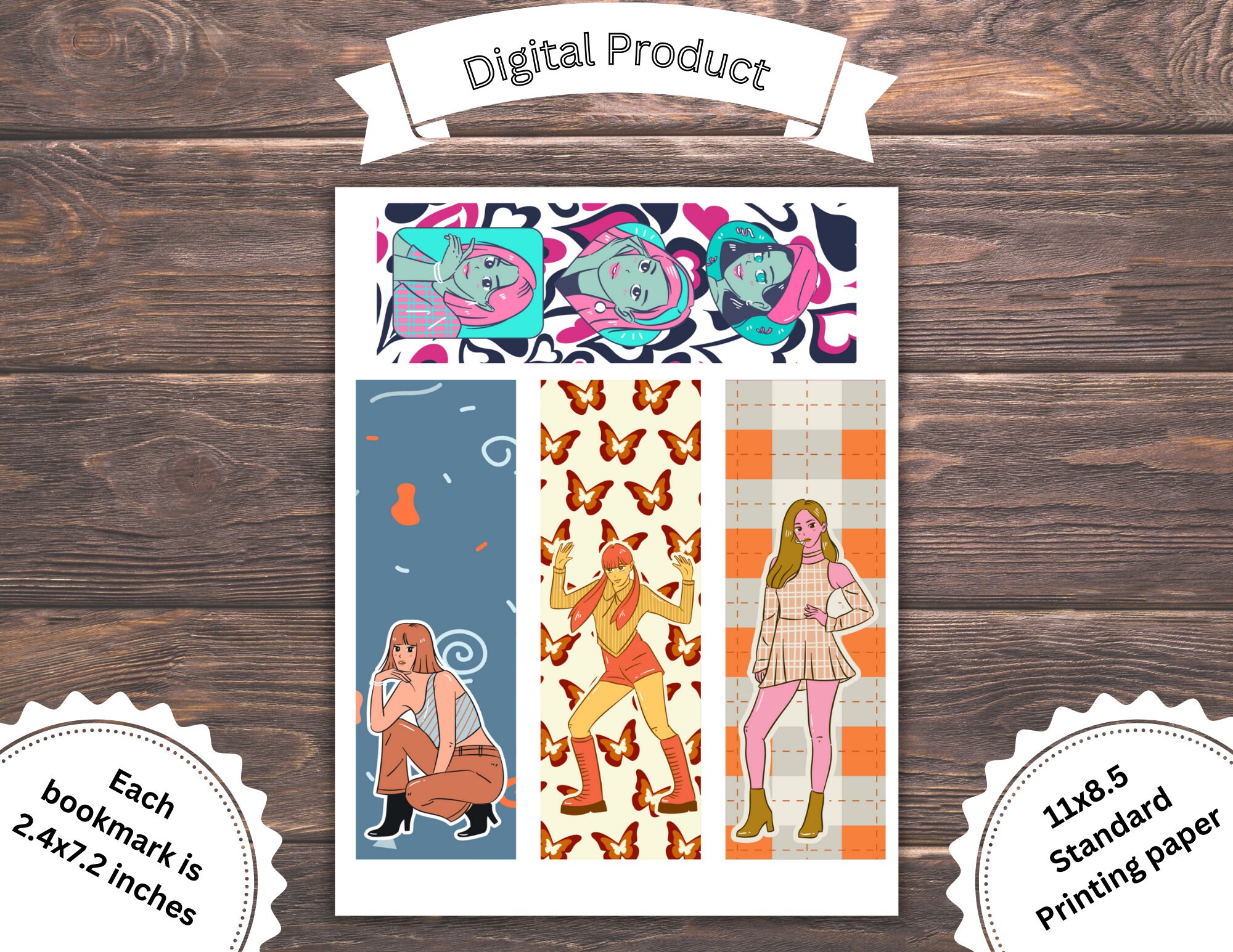 16 Printable Bookmarks Anime Style, Manhwa Style, Kpop Girls, Jpop ...