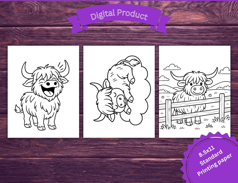 25 Printable Cute Highland Cows Coloring Pages Long Hair Cow Coloring ...