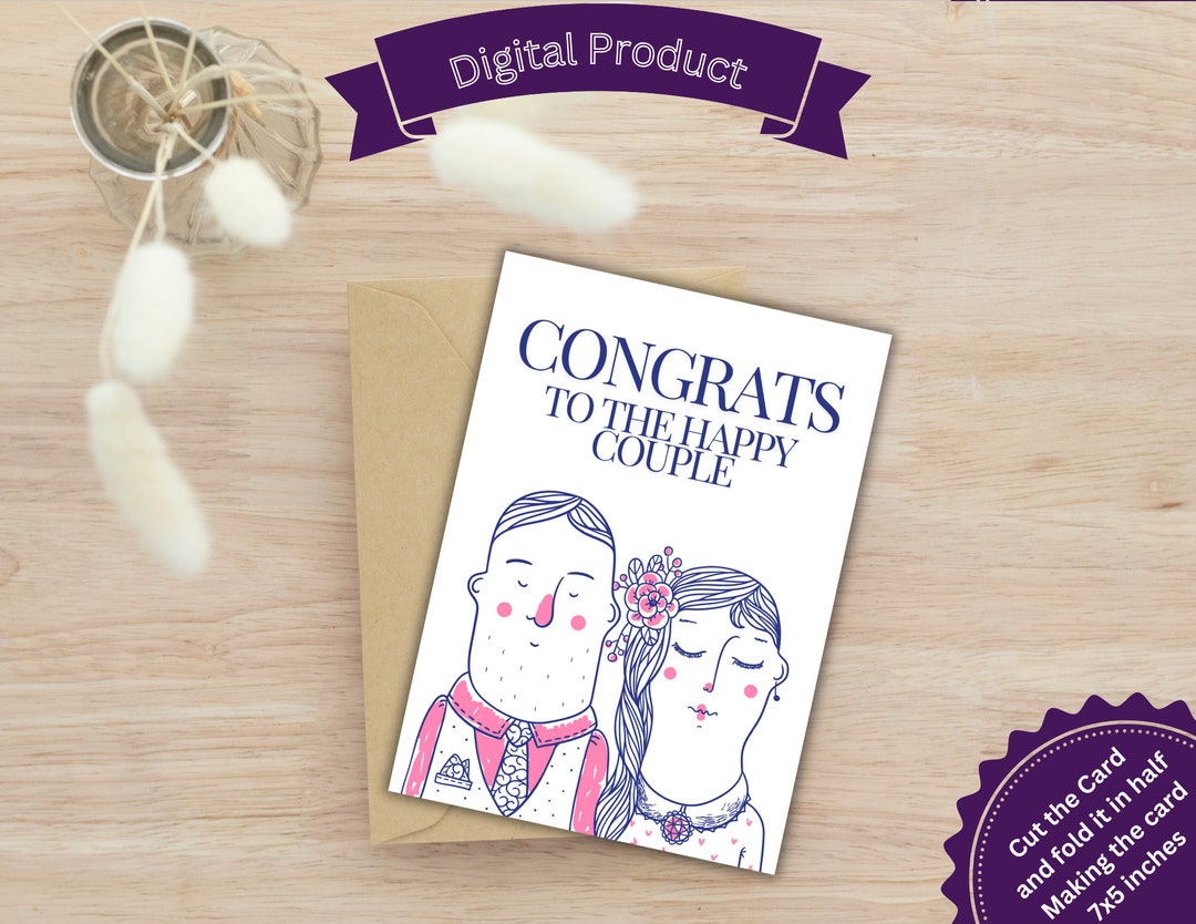 Printable Card Congrats to the Happy Couple Wedding Card Engagement ...
