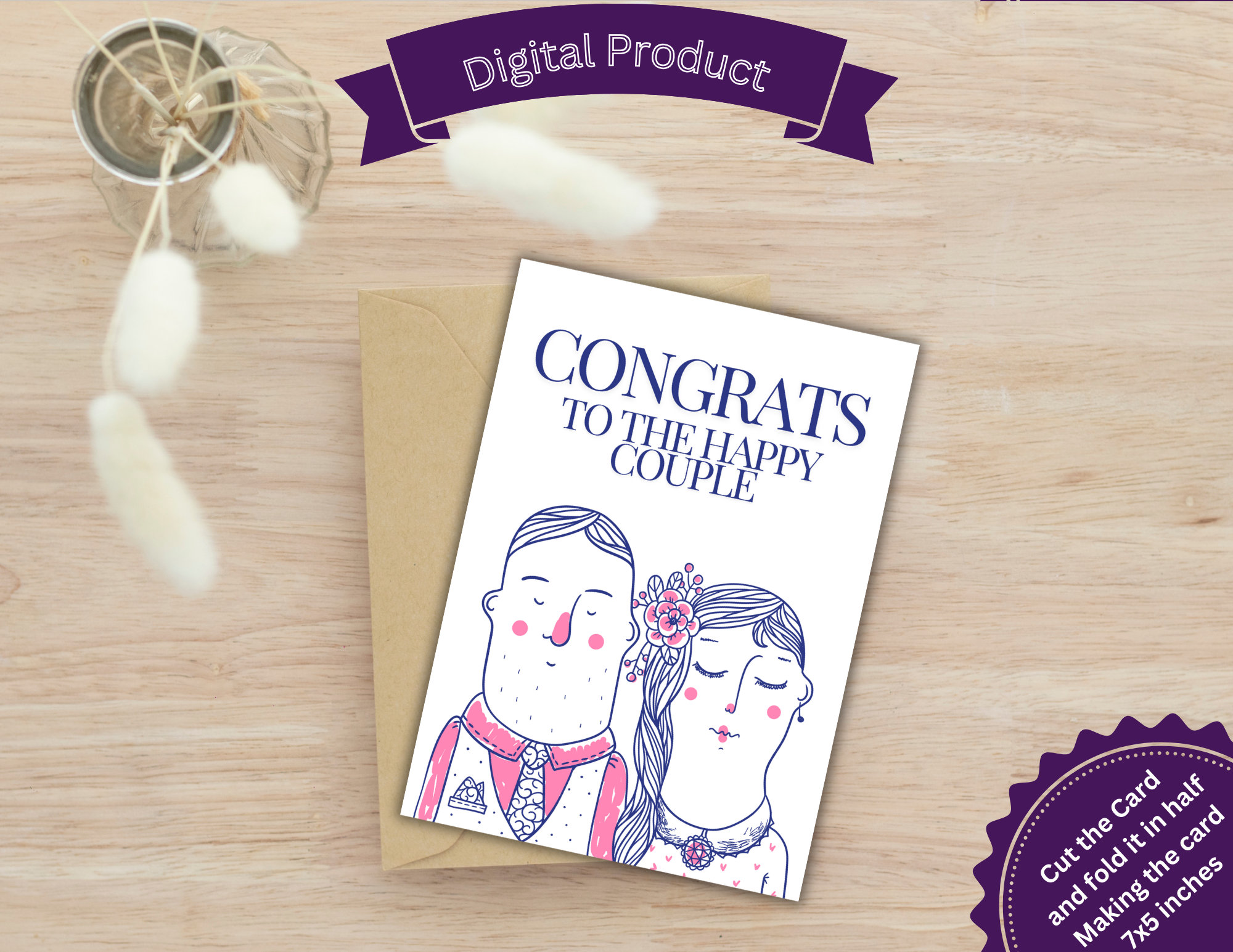 Printable Card Congrats to the Happy Couple Wedding Card Engagement ...