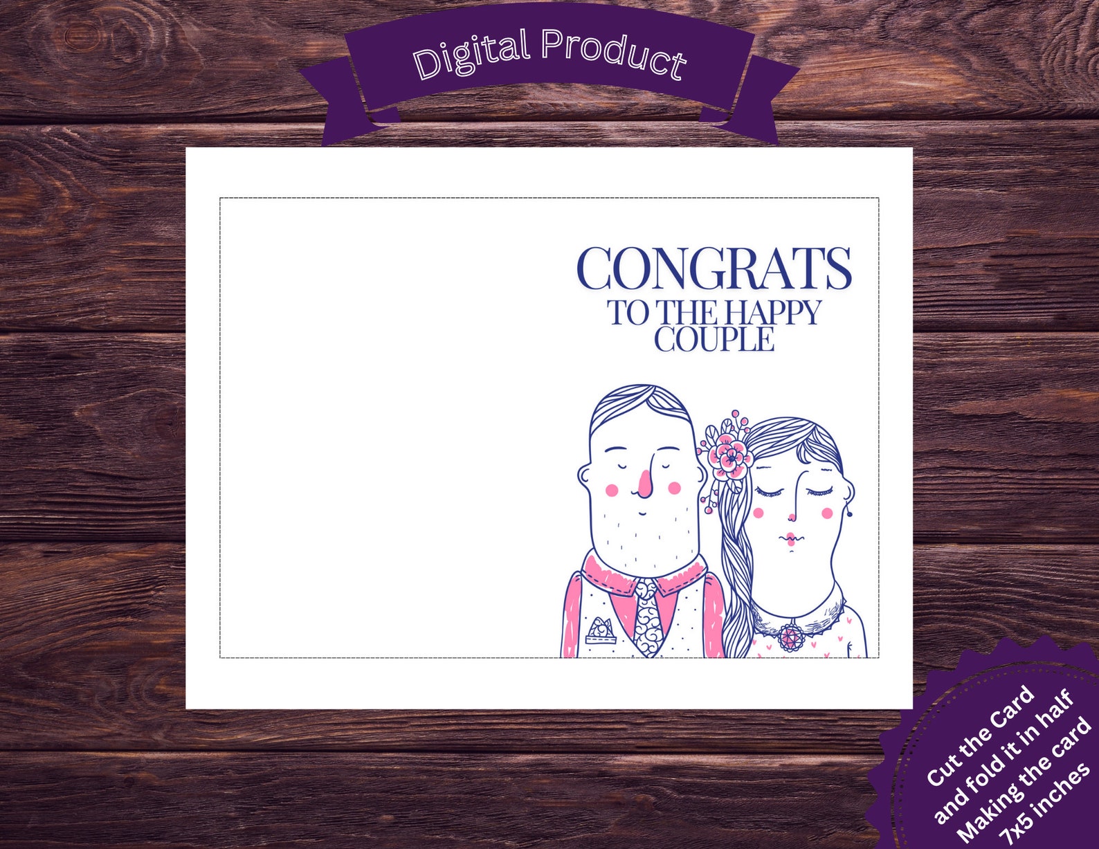 Printable Card, Congrats to the Happy Couple, Wedding Card, Engagement ...
