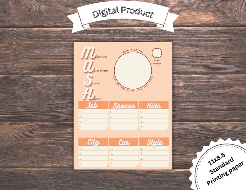 5 Printable MASH Games for Kids, Slumber Party Game, Fortune Telling ...