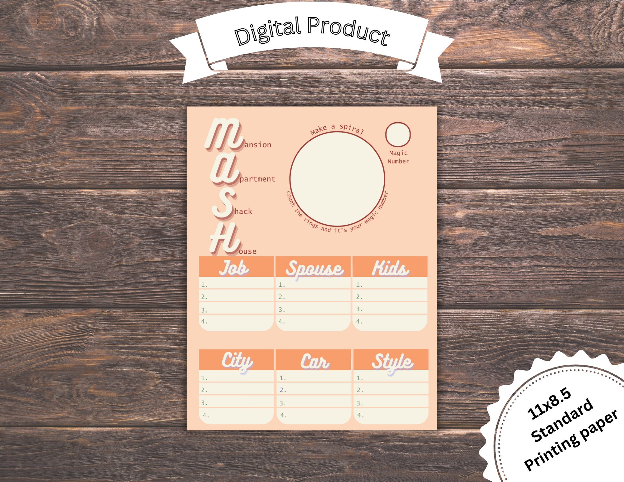 5 Printable MASH Games for Kids, Slumber Party Game, Fortune Telling ...