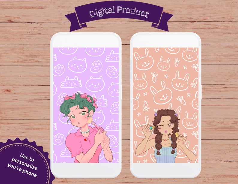 10 Anime Manhwa Makeup and Skincare-themed Phone Wallpapers, Digital ...