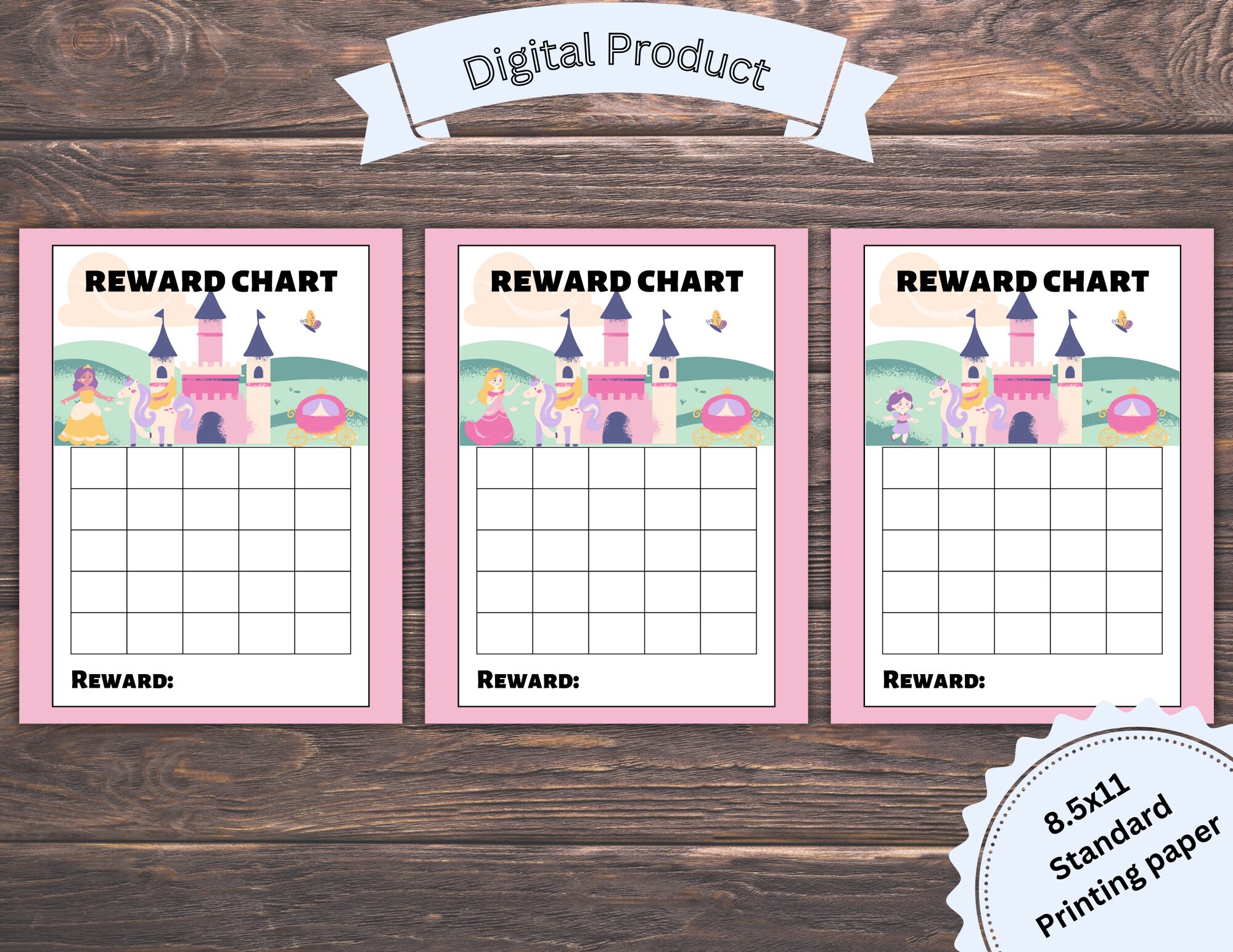 Printable Princess and Unicorn Sticker Reward Page, Reward Challenge ...