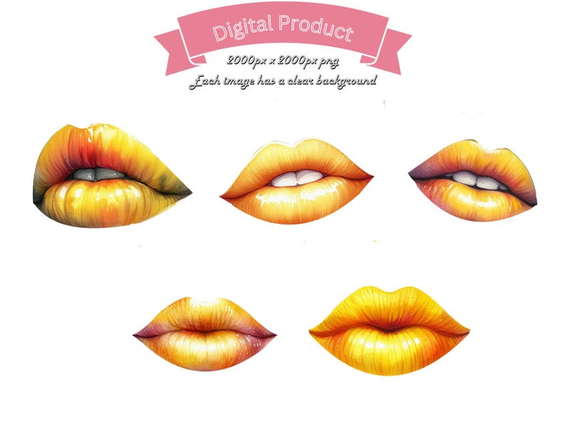 20 Watercolor Lips Clipart Red Lips Kiss PNG, Pink Lips Clip Art ...